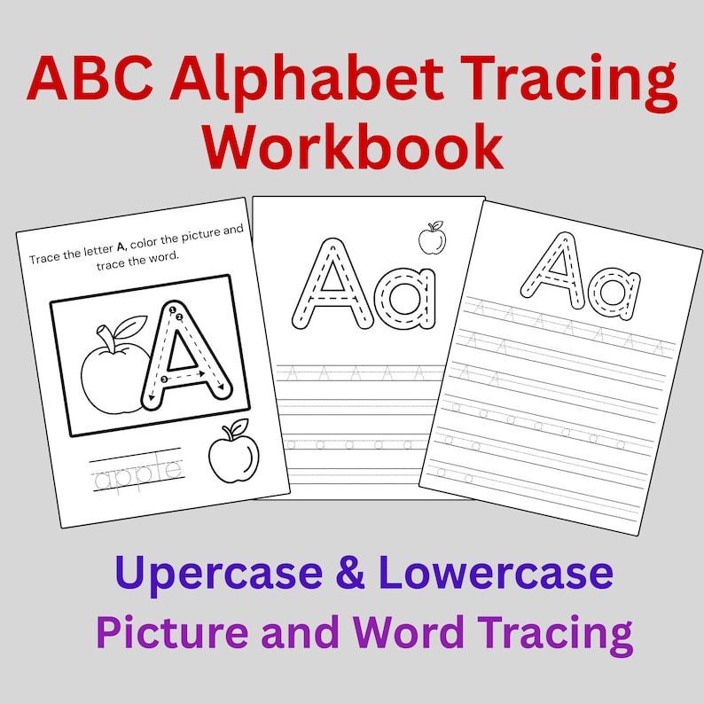 ABC Alphabet Tracing Workbook, Uppercase Lowercase Letters, Preschool ...