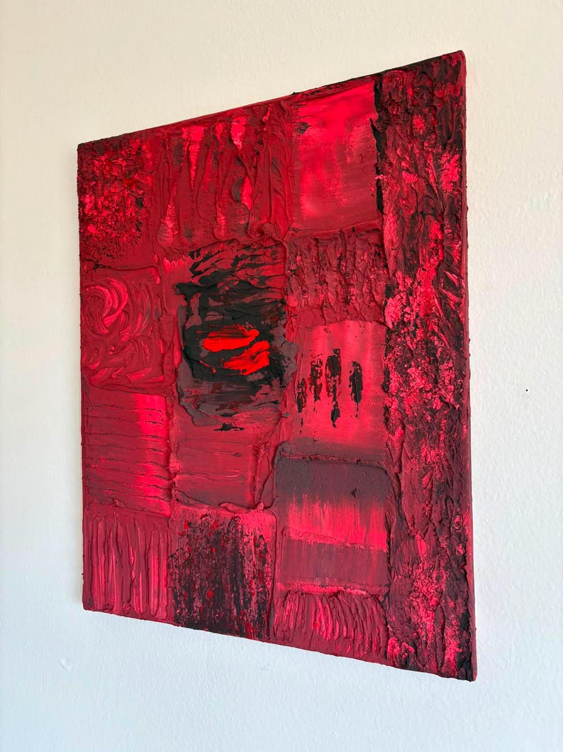 Textured Red Black Abstract Wall Art | Original Contemporary Painting ...
