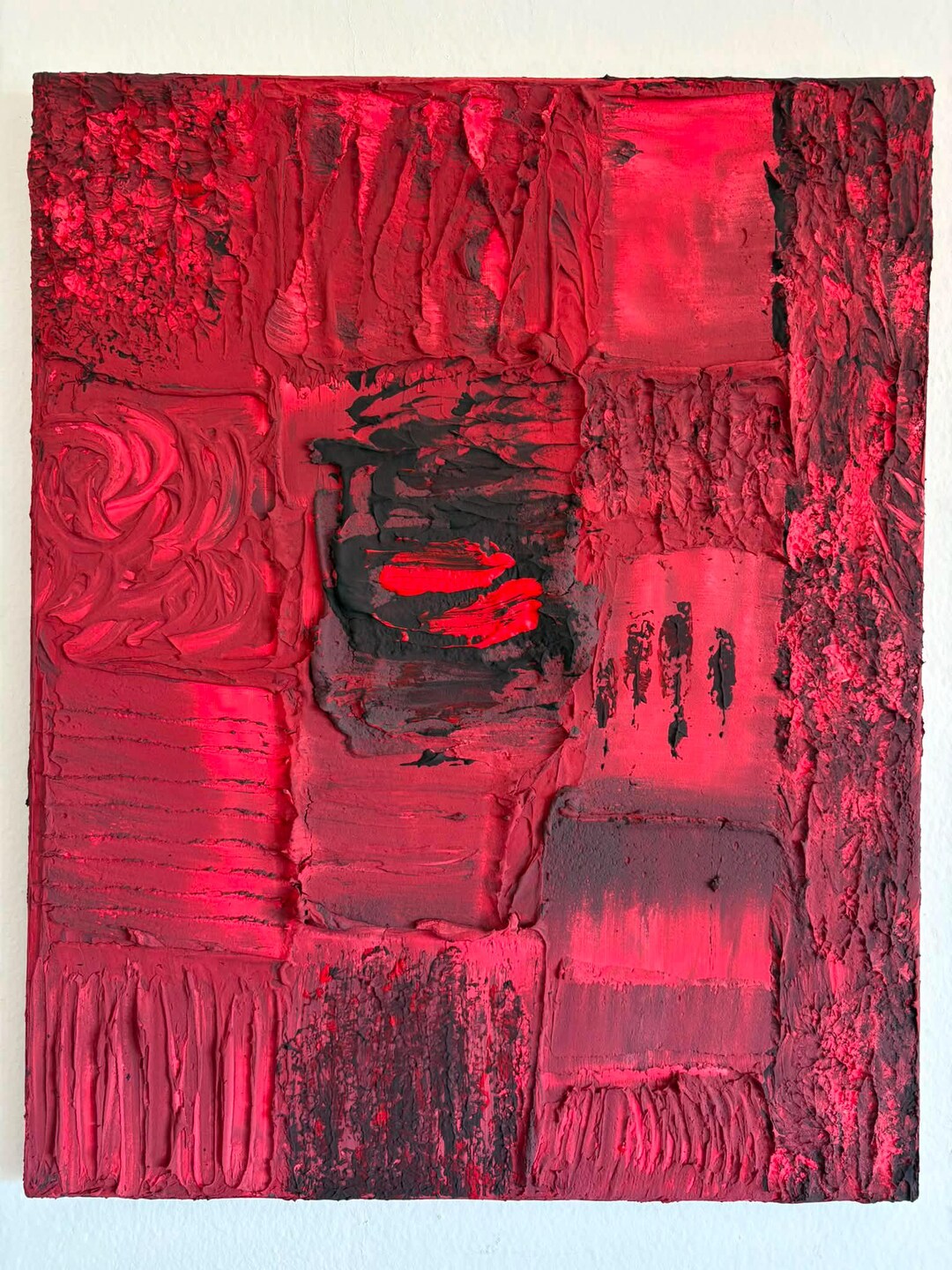 Textured Red Black Abstract Wall Art | Original Contemporary Painting ...