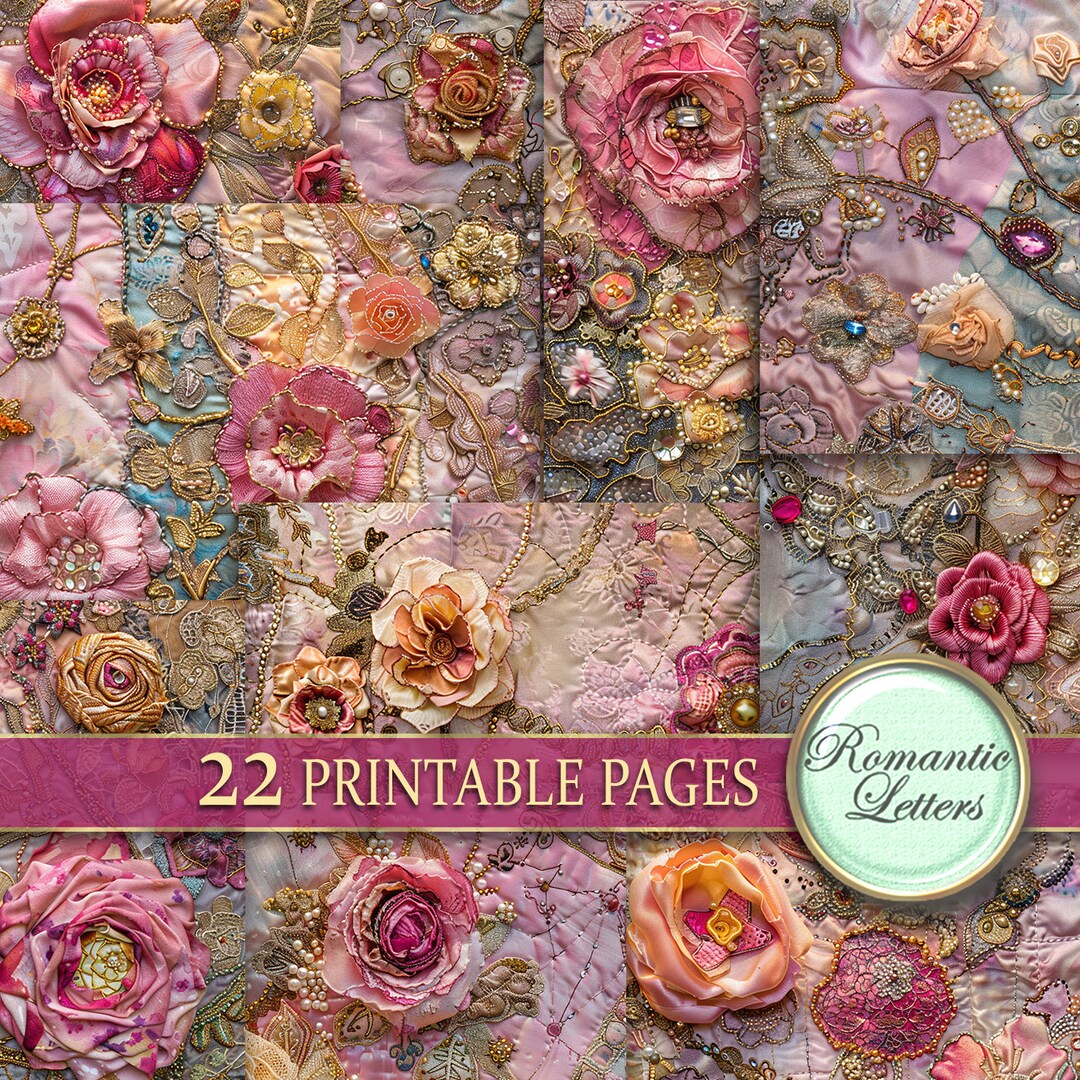 Digital Printable Scrapbook Paper Pack Flowers Shabby Chic Patchwork ...