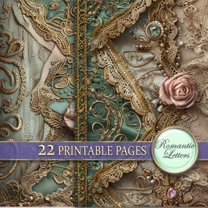 Victorian Digital Printable Scrapbook Paper Pack Junk Journal Pages ...