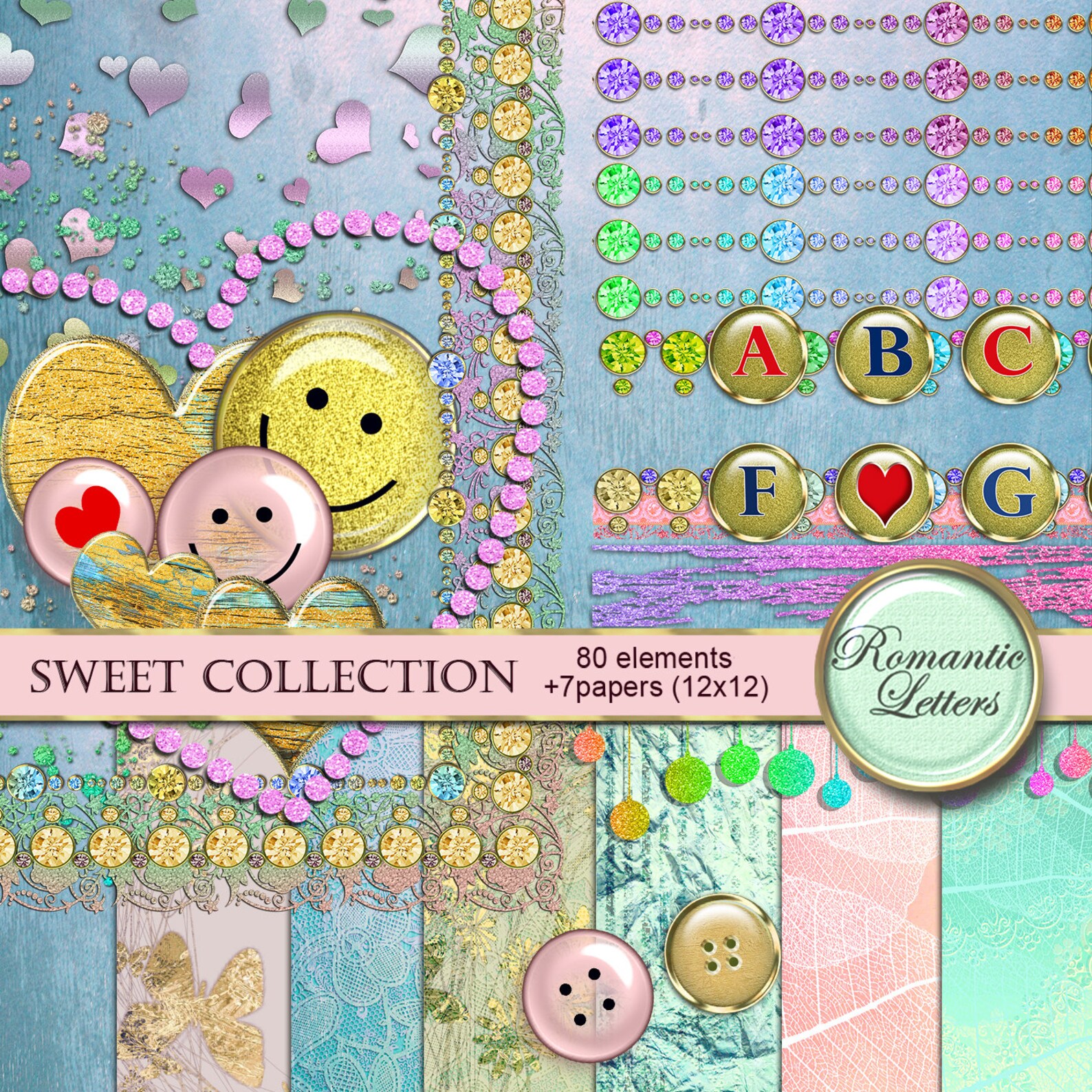 Digital Scrapbooking Kit Digital Clip Art Alphabet Printable | Etsy