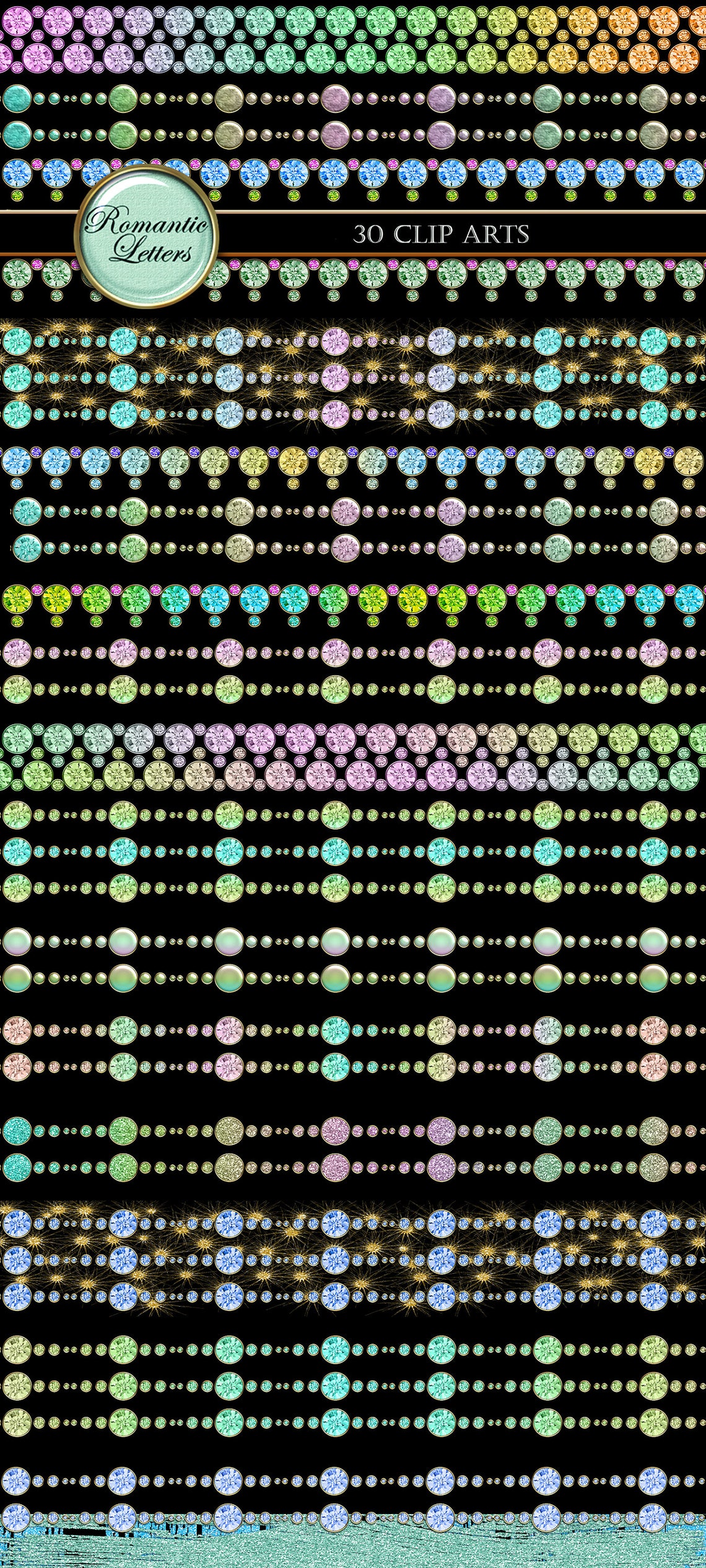 Diamond Gold Frame Clip Art Digital Scrapbook Borders Digital | Etsy