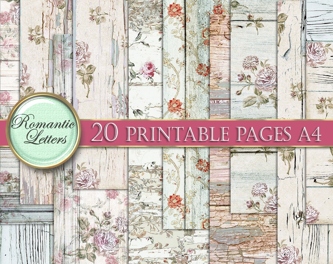 Digital Background Paper Shabby Chic Wedding Scrapbook Digital Paper ...