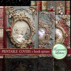 Printable Christmas Journal Covers Digital Scrapbook Paper Junk Journal ...