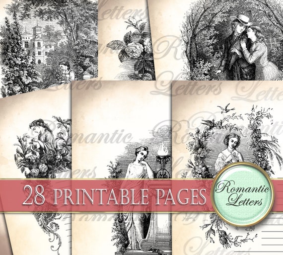 Victorian Printable Scrapbook Background Paper Digital | Etsy