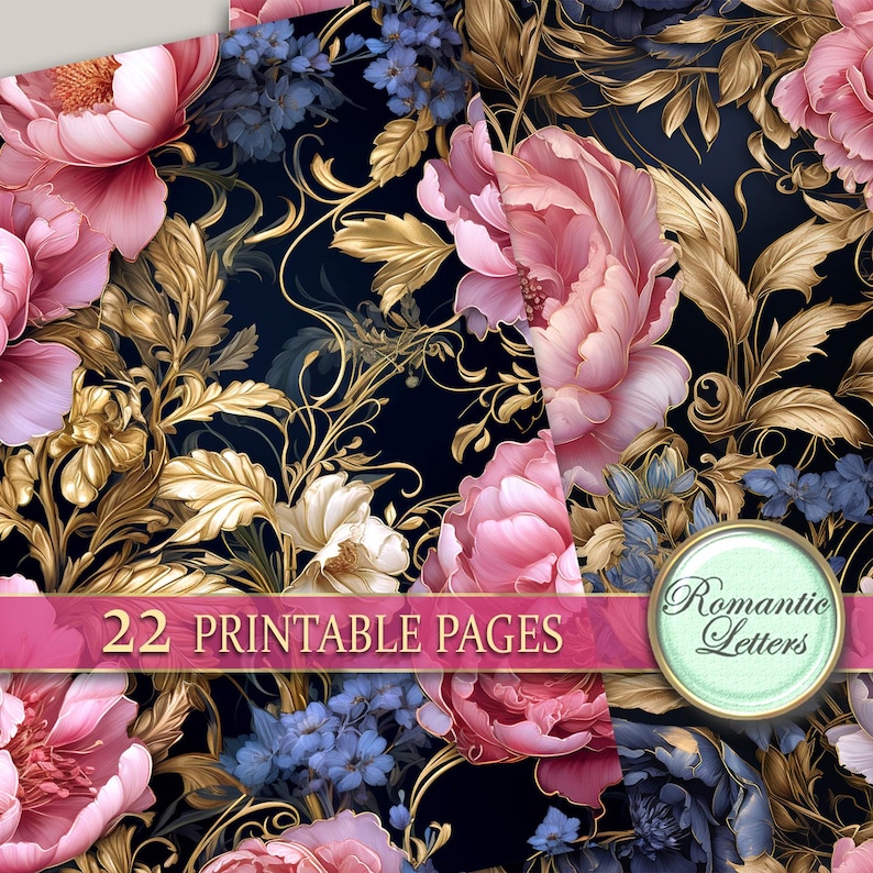 Digital Scrapbook Paper Pack Victorian Flower Botanical Digital ...