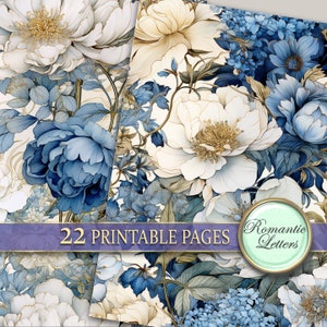 Floral Digital Scrapbook Paper Pack Shabby Chic Flower Digital ...