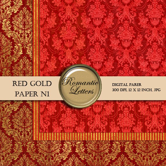 Digital Paper Damask Gold Digital Paper Red Gold Digital - Etsy