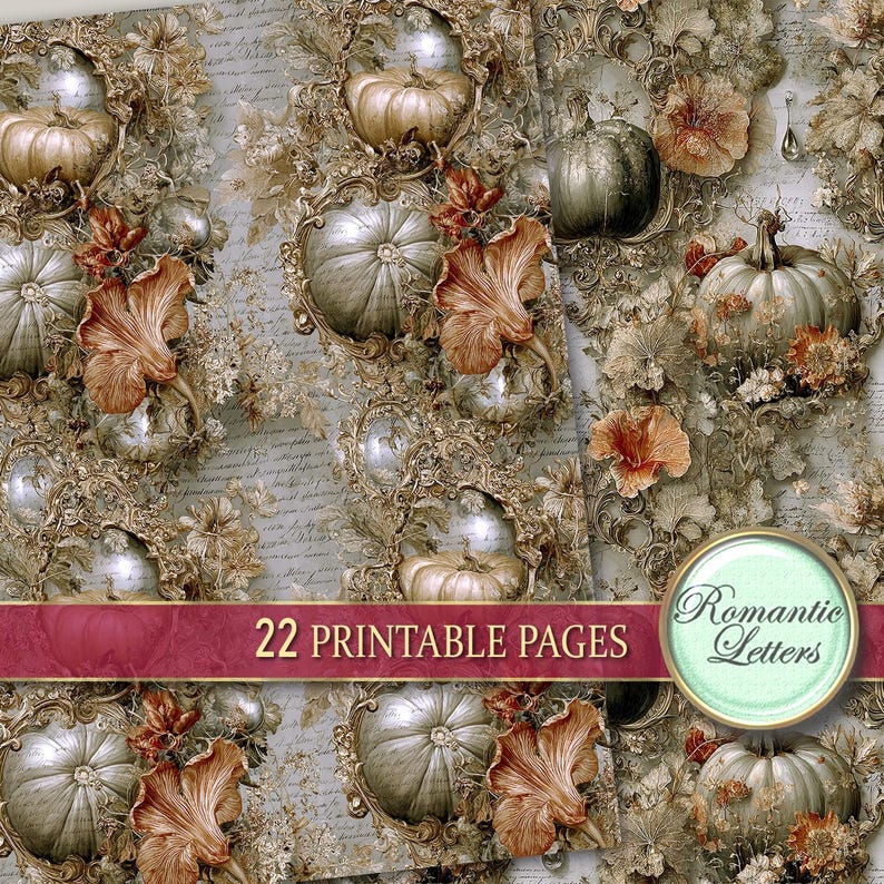 Halloween Pumpkin Digital Printable Scrapbook Paper Pack Printable Junk ...