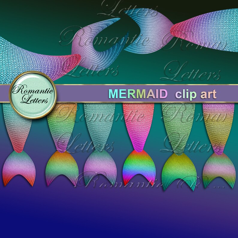 Mermaid Birthday Party Digital Clipart Invitations Clip Art - Etsy