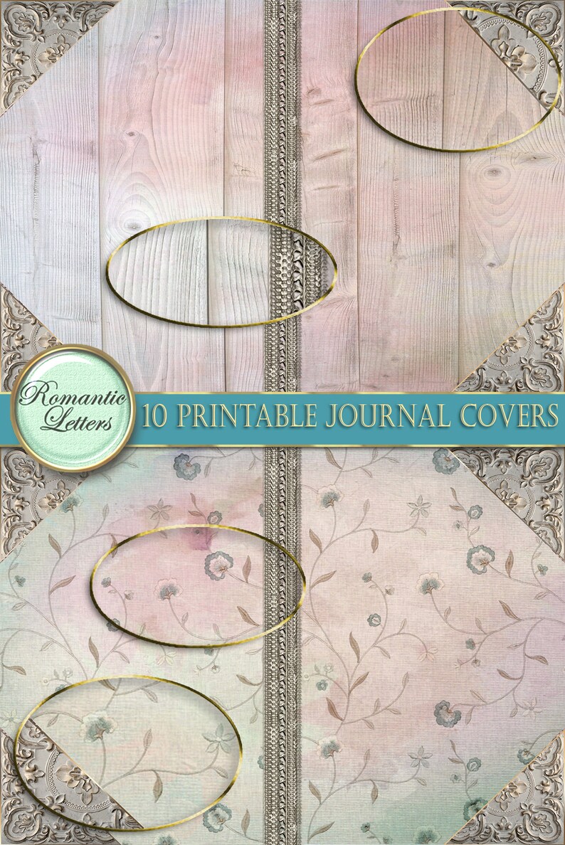 Printable Junk Journal Covers Kit Digital Printable Shabby Chic Paper ...
