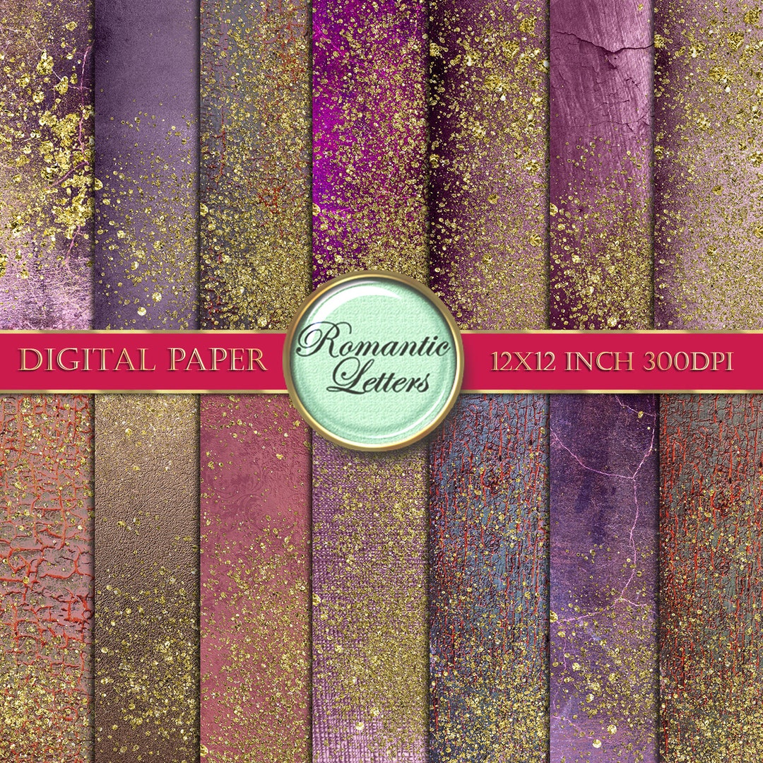 Gold Pixie Dust Digital Gold Glitter Paper Digital Scrapbook Paper Pack ...