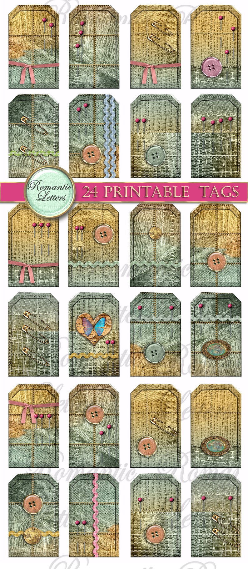 Printable Scrapbook Tags Printable Gift Tags Vintage Printable Bookmark ...