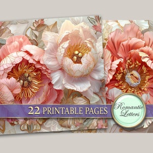 Botanical Digital Scrapbook Paper Pack Shabby Chic Flowers Wedding ...