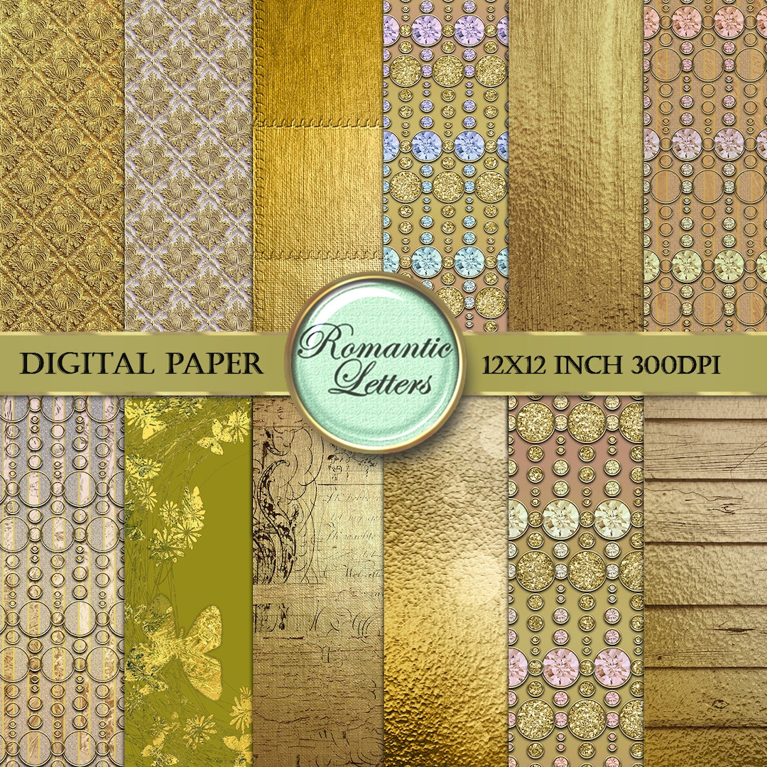 Digital Scrapbook Background Paper Glam Diamond Gold Digital Background ...