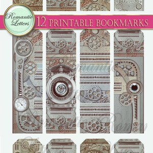 Printable Steampunk Bookmarks Set Printable Scrapbook Gift Tags ...