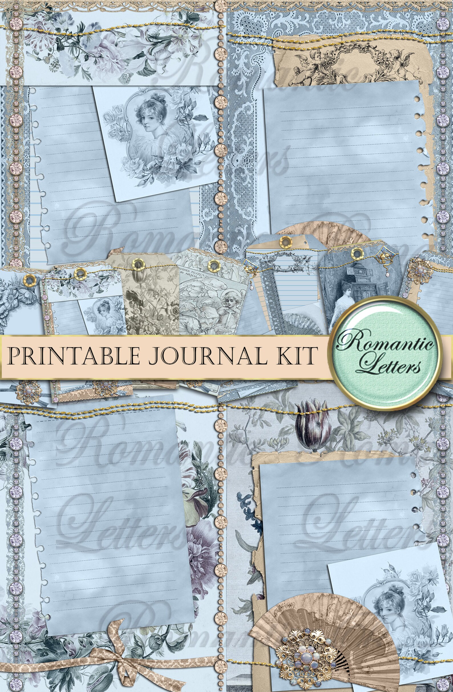Printable Journal Kit Digital Printable Collage Sheet Printable Journal ...