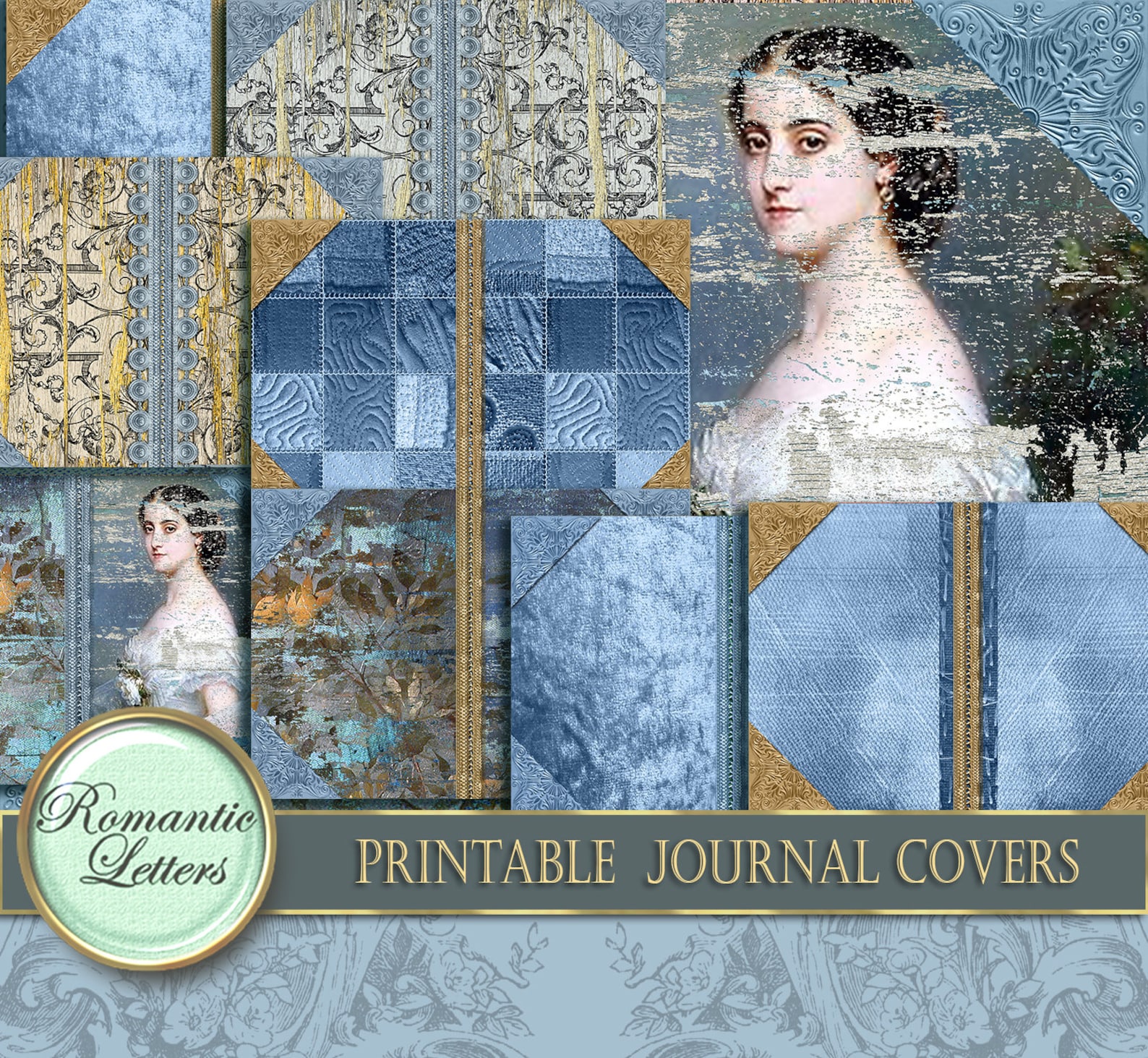 Printable Junk Journal Covers Kit Digital Printable Vintage Paper A4 ...