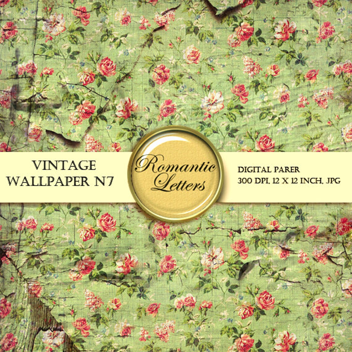 Digital Scrapbook Paper Pack Shabby Chic Old Wallpaper Digital | Etsy