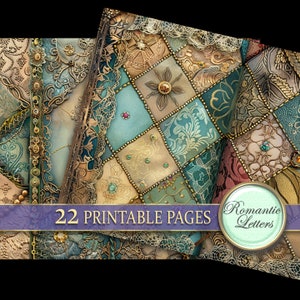 Digital Printable Scrapbook Paper Pack Shabby Chic Fabric Boho ...