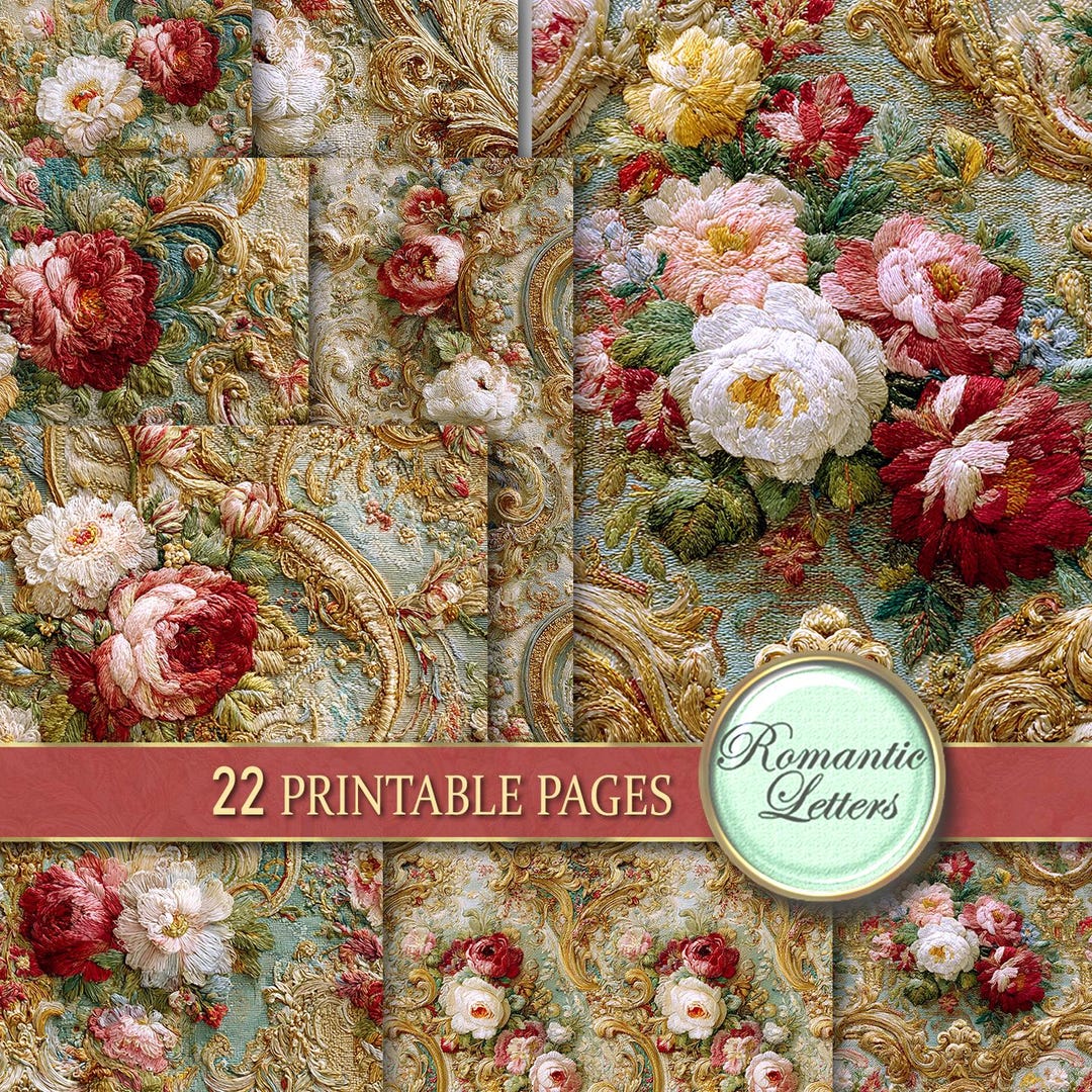 Baroque Tapestry Digital Printable Scrapbook Paper Background Digital ...