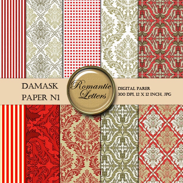 Damask Digital Paper - Etsy