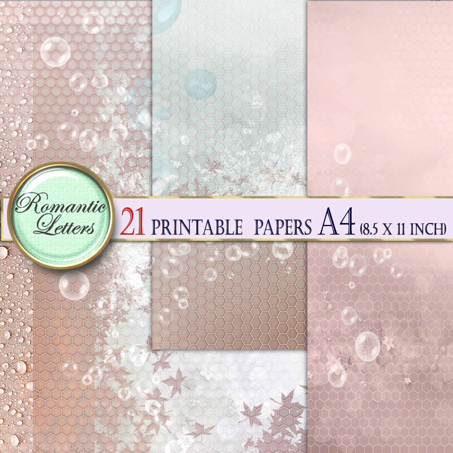 Pink Water Printable Scrapbook Paper A4 Printable Junk Journal Paper ...