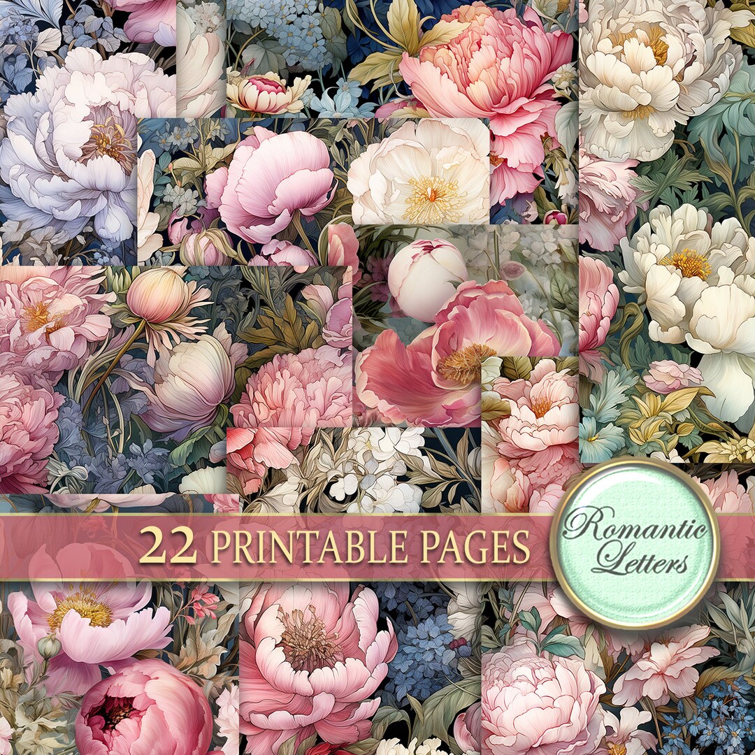 Victorian Digital Scrapbook Paper Pack Shabby Chic Flower Botanical ...