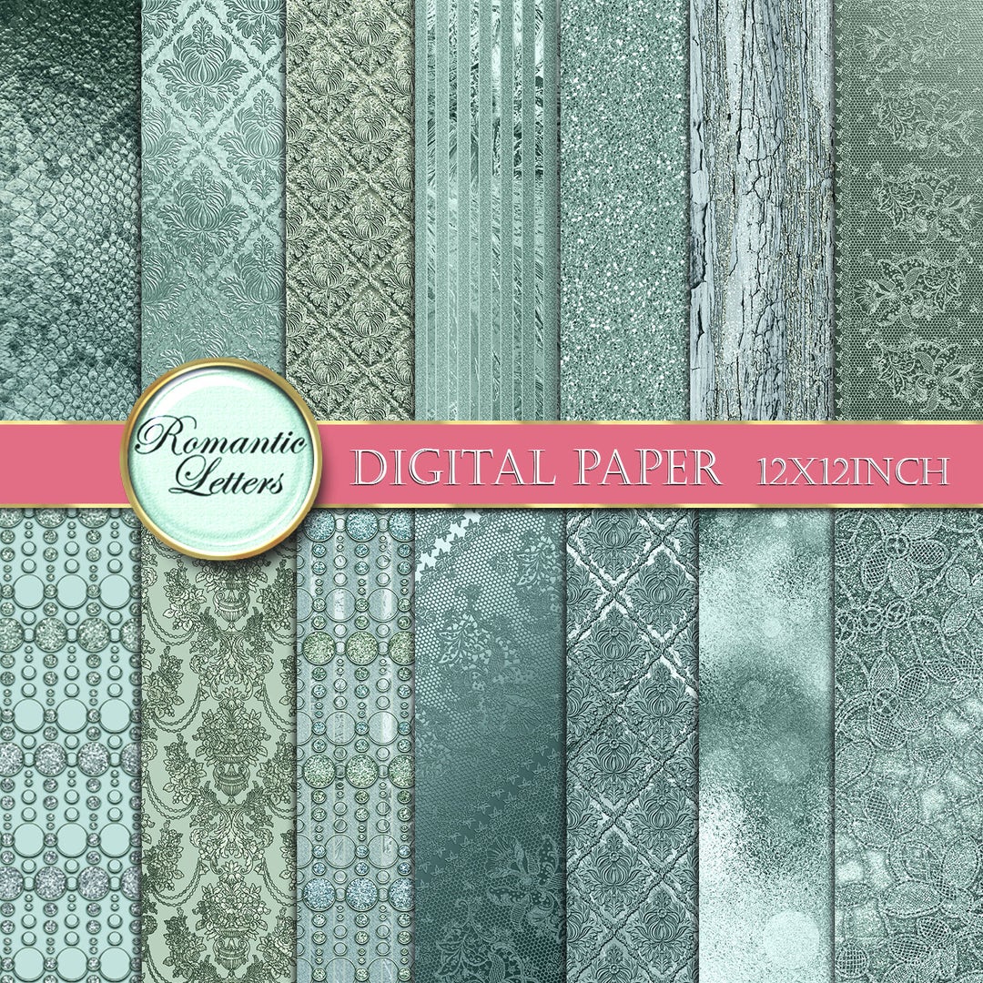 Dusty Teal Digital Paper Pack Digital Scrapbook Album Background ...