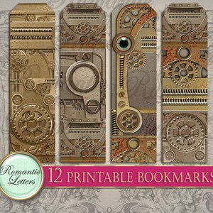 Printable Steampunk Bookmarks Set Printable Scrapbook Gift Tags ...