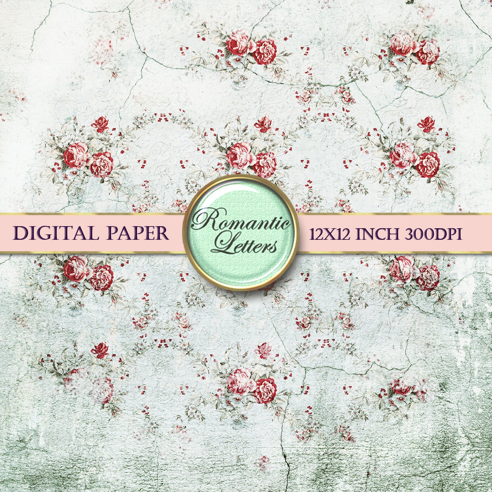 Floral Digital Scrapbook Paper Pack Shabby Chic Digital Paper - Etsy