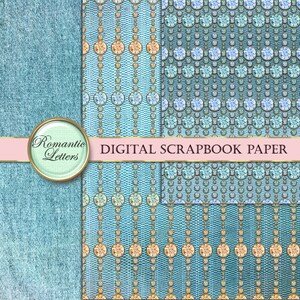 Teal Digital Paper Pack Printable Digital Scrapbook Album Paper Linen ...