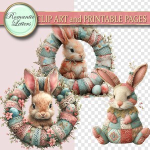 Easter Bunny Digital Clip Art Set Printable Scrapbook Paper Easter Eggs ...