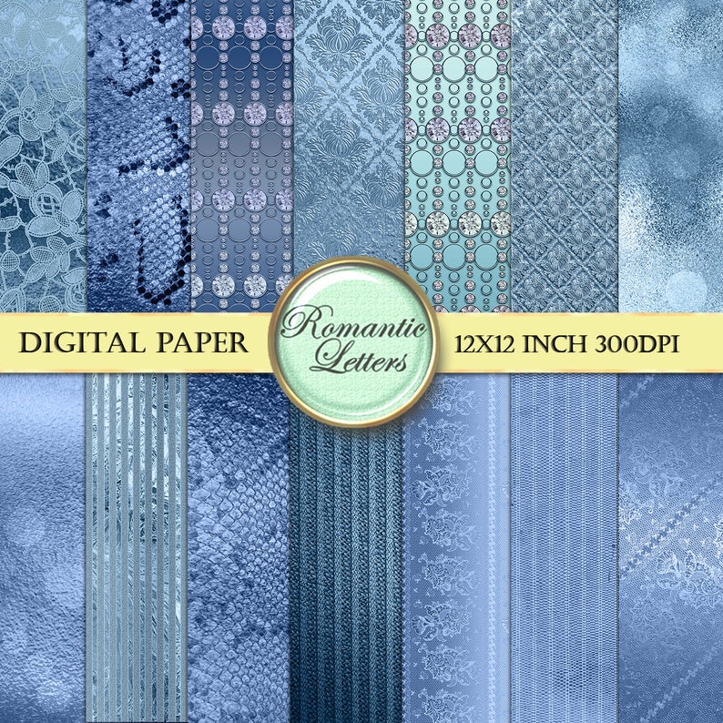 Digital scrapbook paper digital paper blue digital background | Etsy