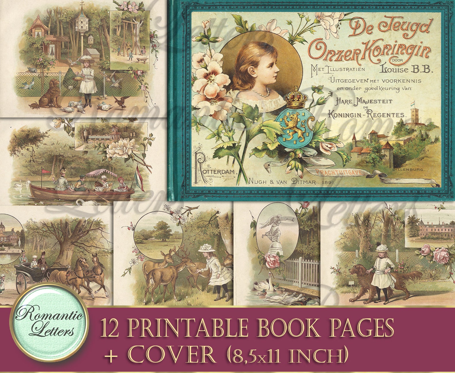 Printable Old Book Pages Victorian Paper Antique Book Illustrations ...