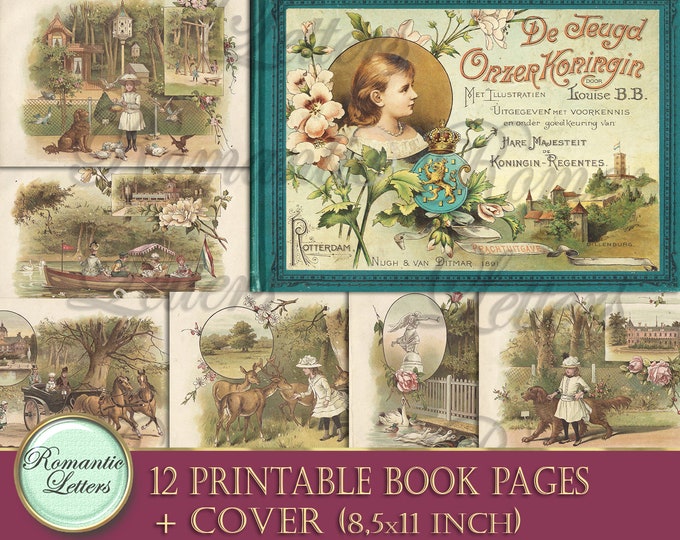 Printable Old Book Pages Victorian Paper Antique Book Illustrations ...