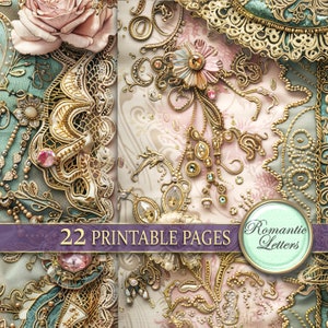 Digital Printable Scrapbook Paper Pack Junk Journal Pages Shabby Chic ...