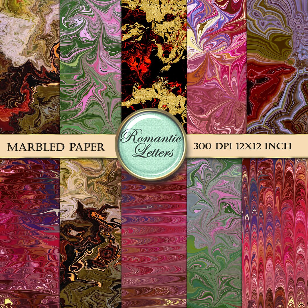 Marbled Digital Scrapbook Paper Pack Red Digital Papers Vintage ...
