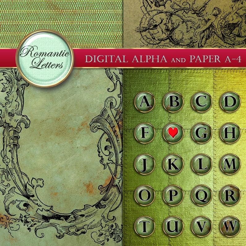 Digital Scrapbook Alphabet Digital Clip Art Digital Letters - Etsy