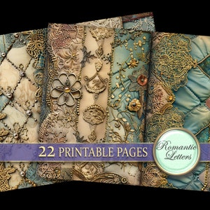 Digital Printable Scrapbook Paper Pack Shabby Chic Fabric Boho ...