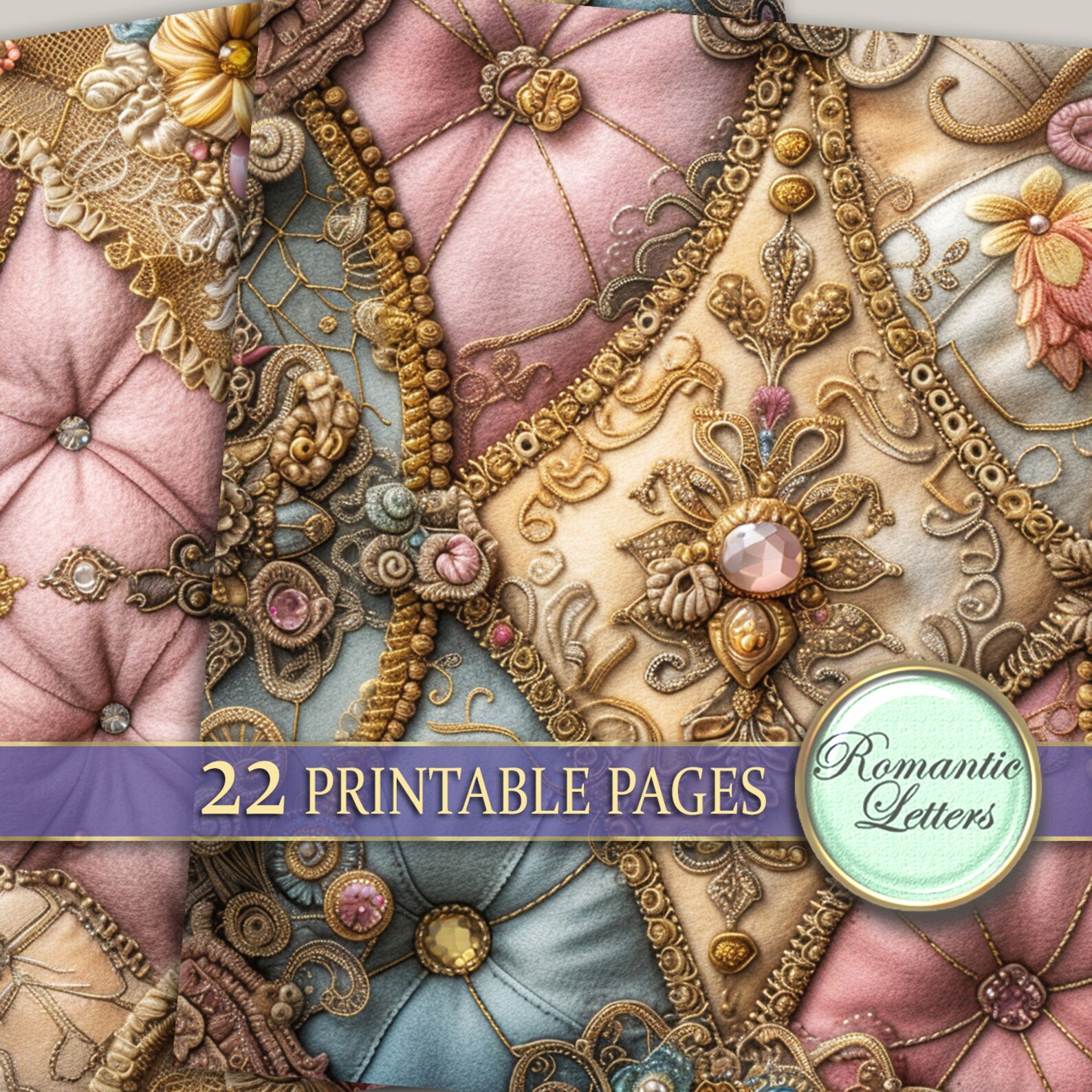 Digital Printable Scrapbook Paper Pack Shabby Chic Patchwork Fabric ...