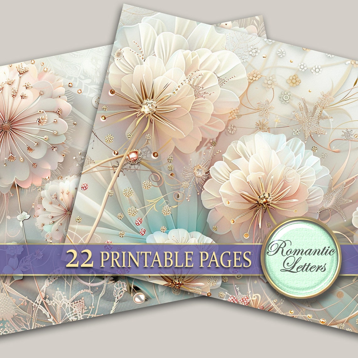 Digital Printable Unk Journal Pages Scrapbook Paper Pack Magic Flowers ...