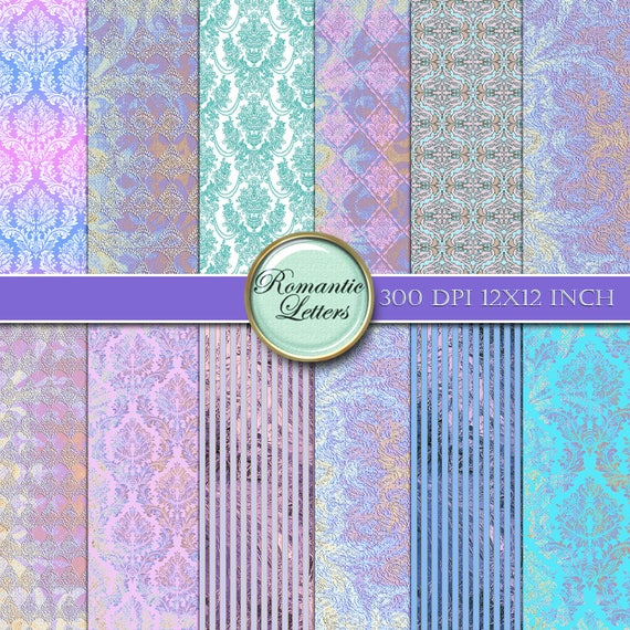 Pastel Damask Digital Scrapbook Paper Pack Digital Shabby Chic | Etsy