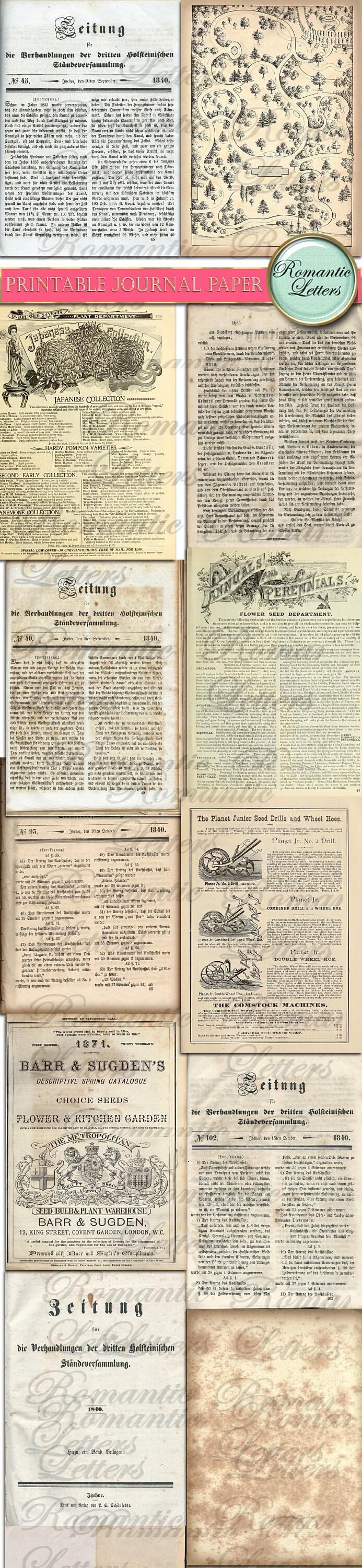 Digital Printable Old Paper Pack Journal Pages Background | Etsy