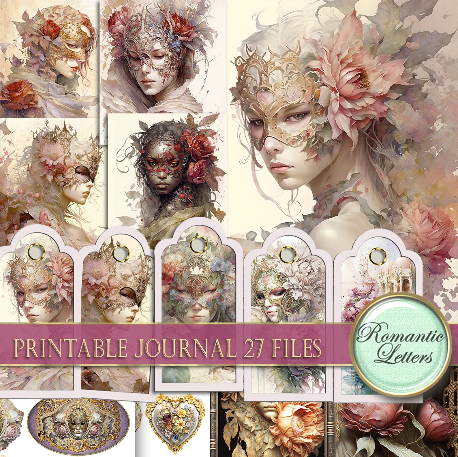 Venice Carnival Printable Junk Journal Kit Digital Printable Junk ...
