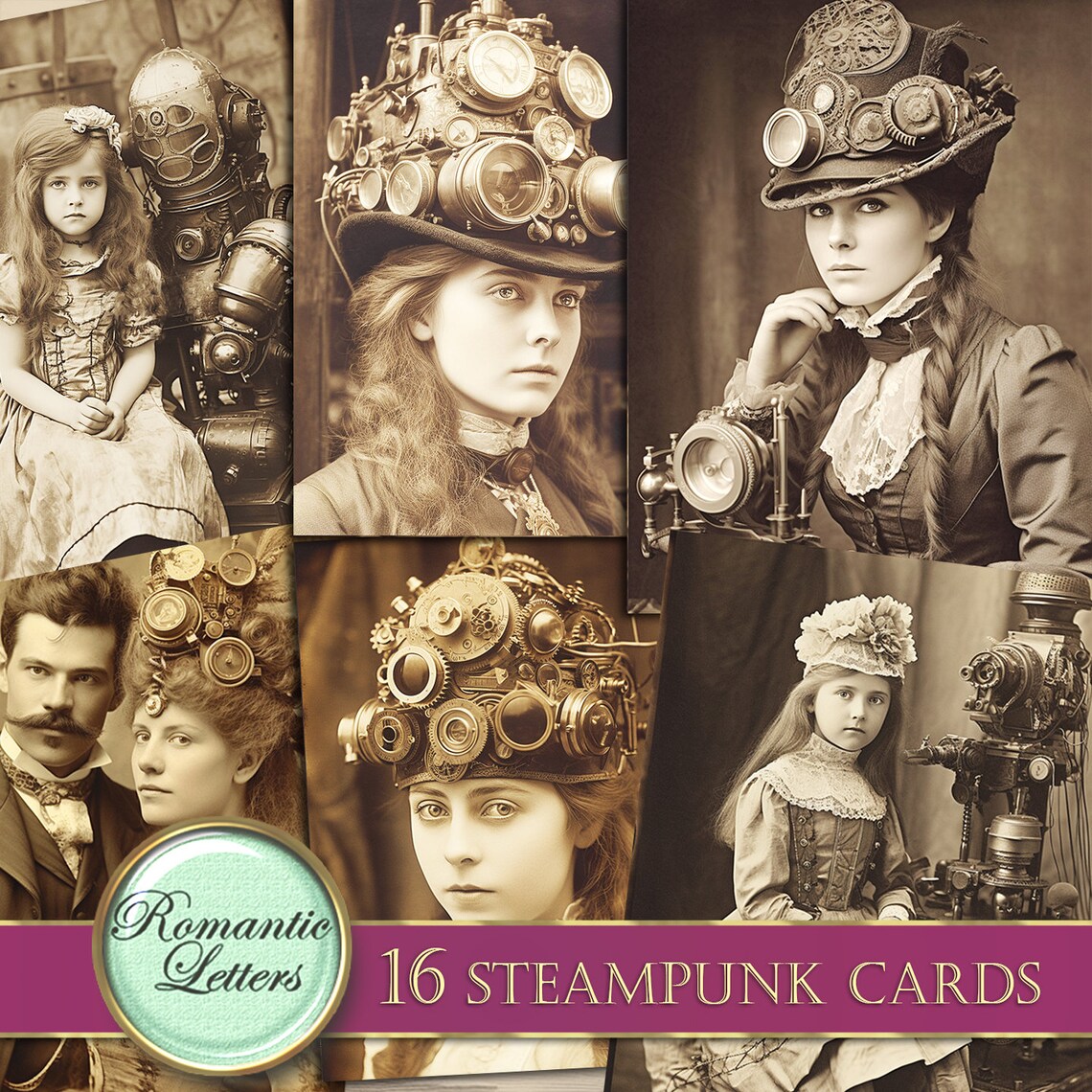 Steampunk Printable Junk Journal Cards Digital Scrapbook Vintage ...