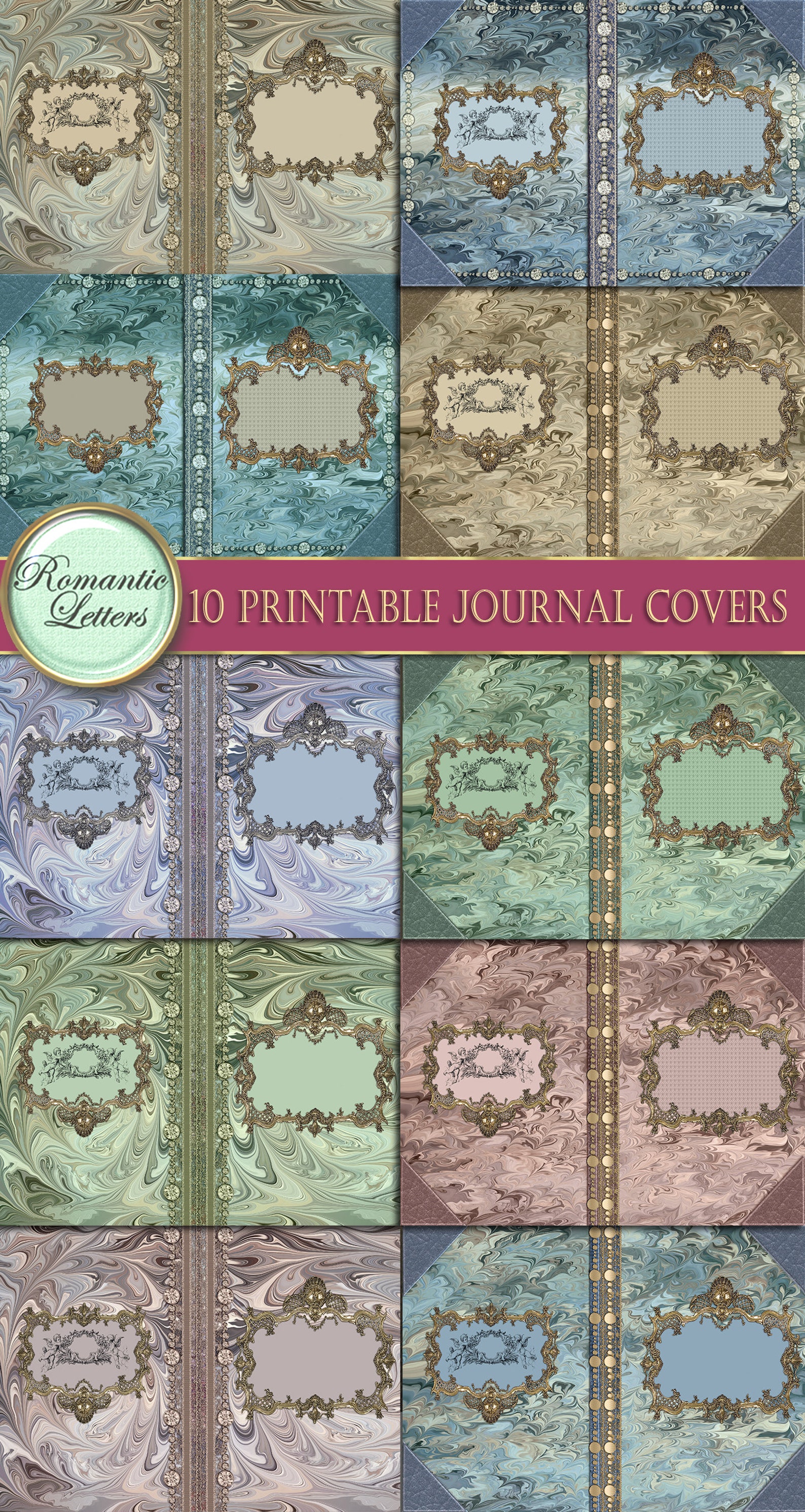 Printable Junk Journal Covers Kit Digital Scrapbook Cover - Etsy