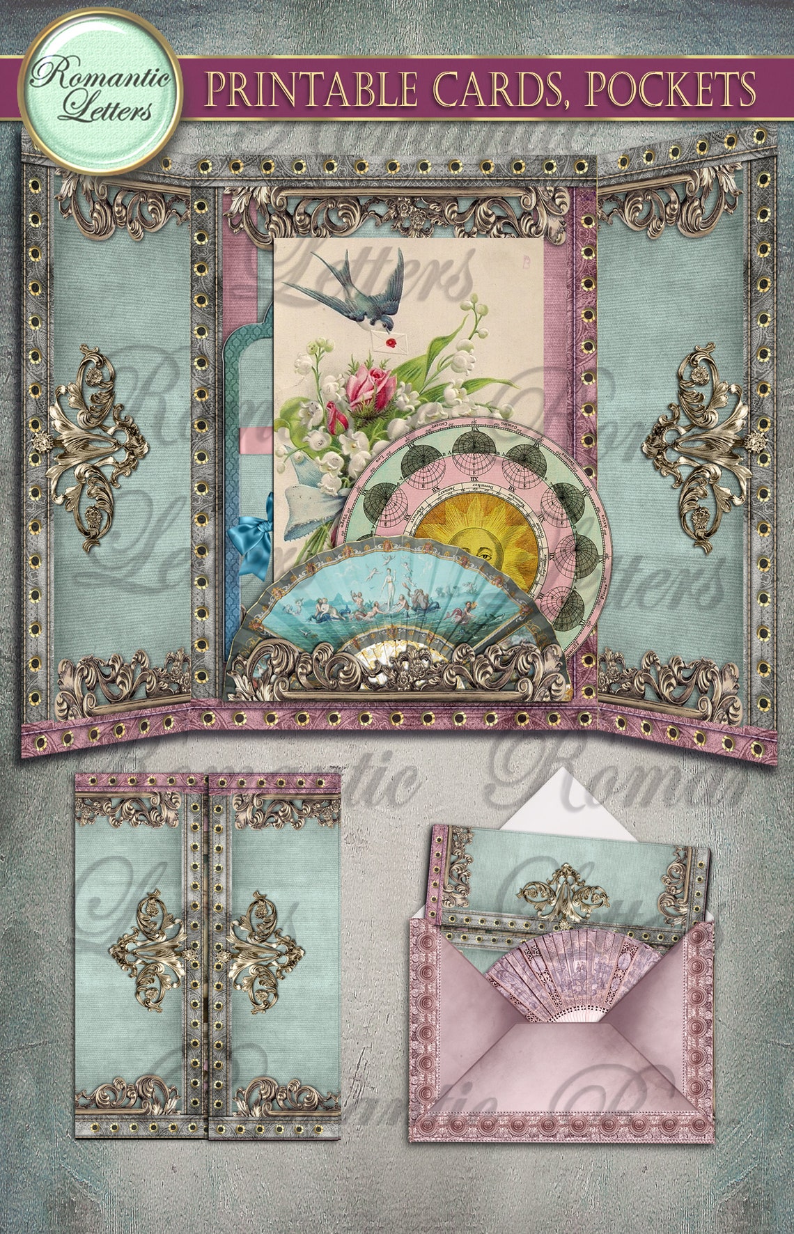 Printable Journal Pockets Loaded Envelope Cards Digital Scrapbook ...