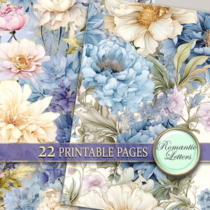 Floral Digital Scrapbook Paper Pack Shabby Chic Flower Digital ...